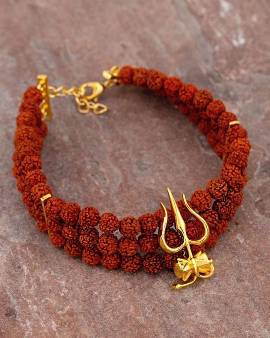 Rudraksha Bracelet With SHIVA Trishul ( Trident )and Damru ( Power Drum ...