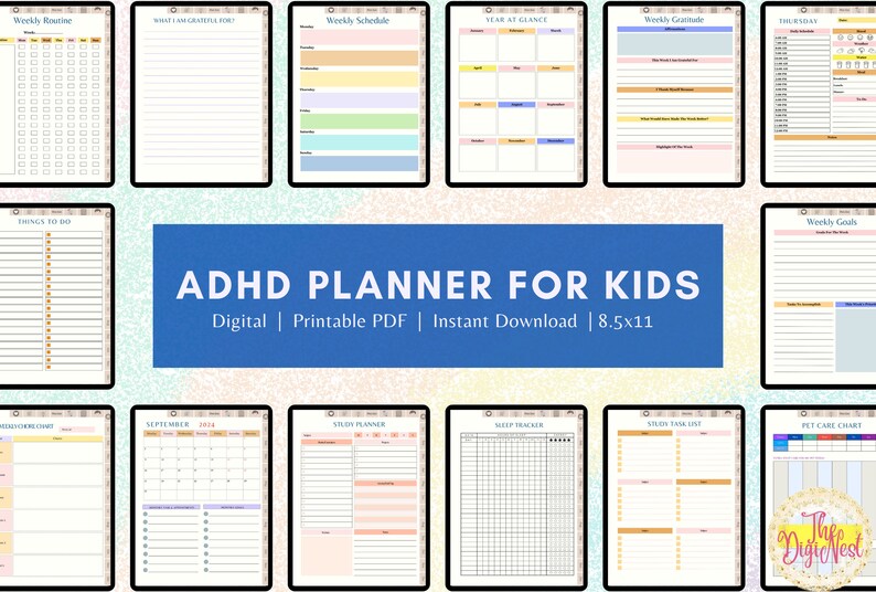 ADHD Digital Planner Kids, Printable ADHD Planner for Kids, Kids ...