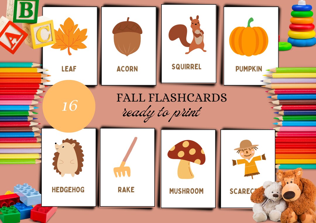 Fall Printable Flash Cards for Kids Toddler Flashcards Baby - Etsy