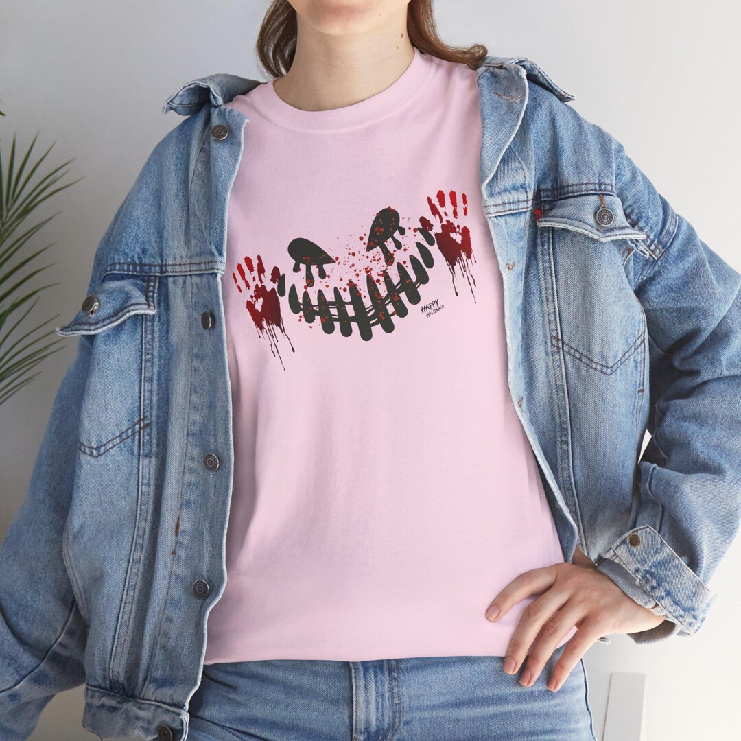 Horror Smile Bloody Hands Graphic Tee, Halloween Shirt - Etsy