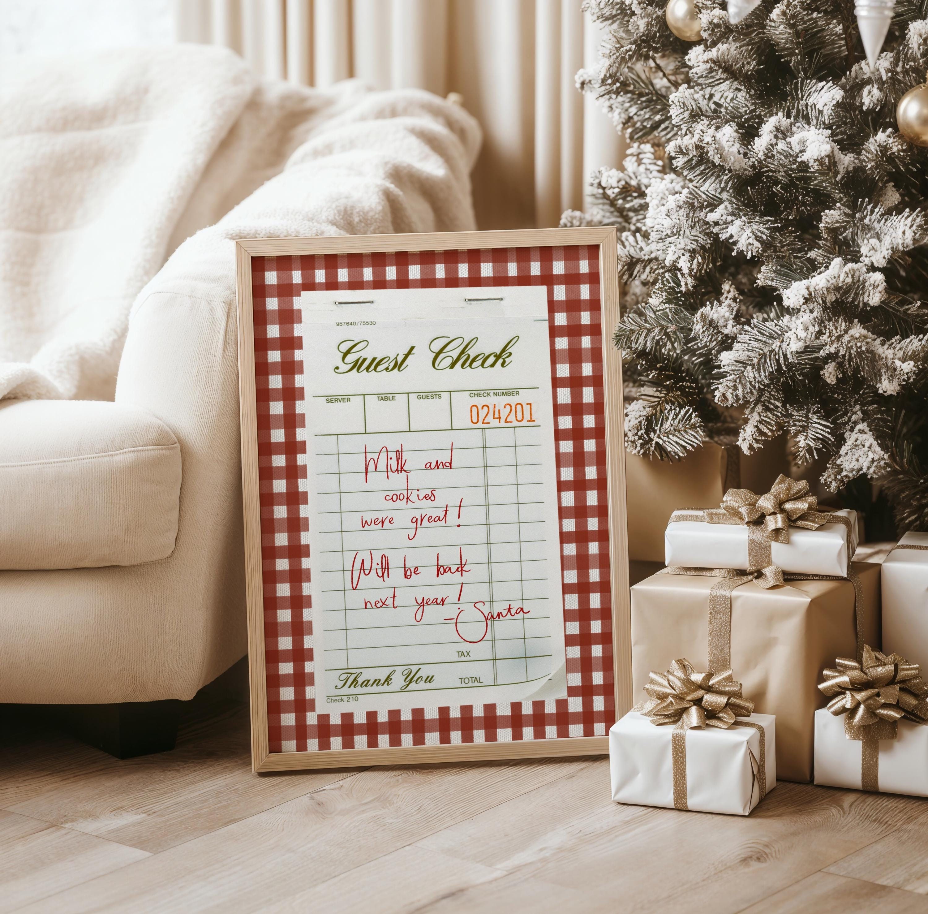 Santa Guest Check Print - Fun Christmas Wall Art, Holiday Kitchen Decor ...