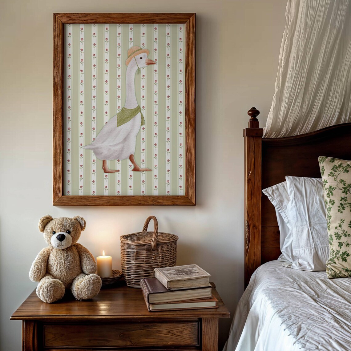 Vintage Goose Digital Wall Art - Farmhouse Nursery Print, Cottagecore ...