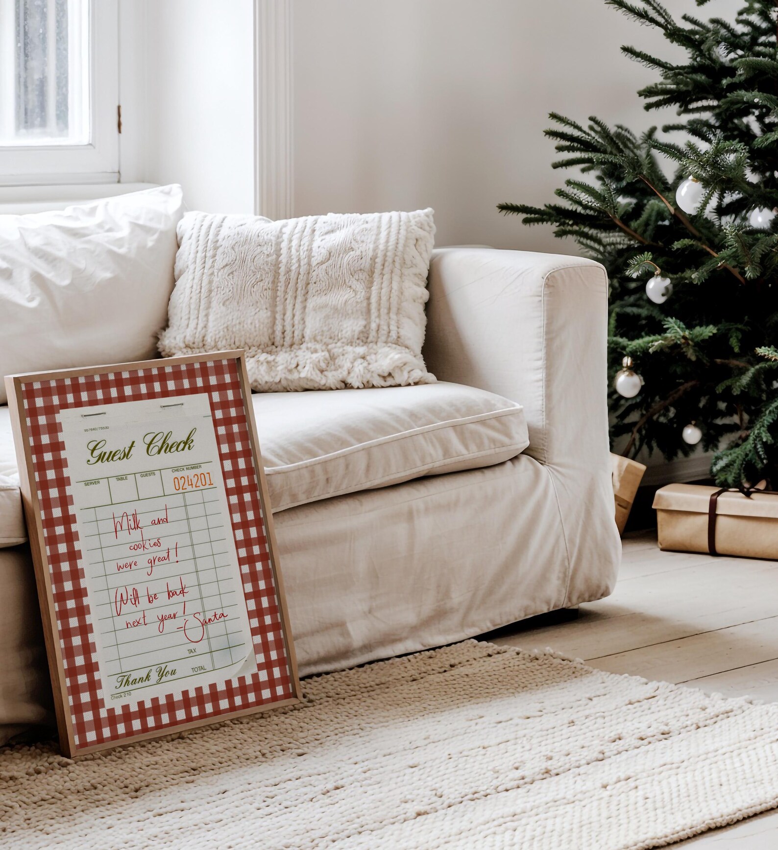 Santa Guest Check Print - Fun Christmas Wall Art, Holiday Kitchen Decor ...