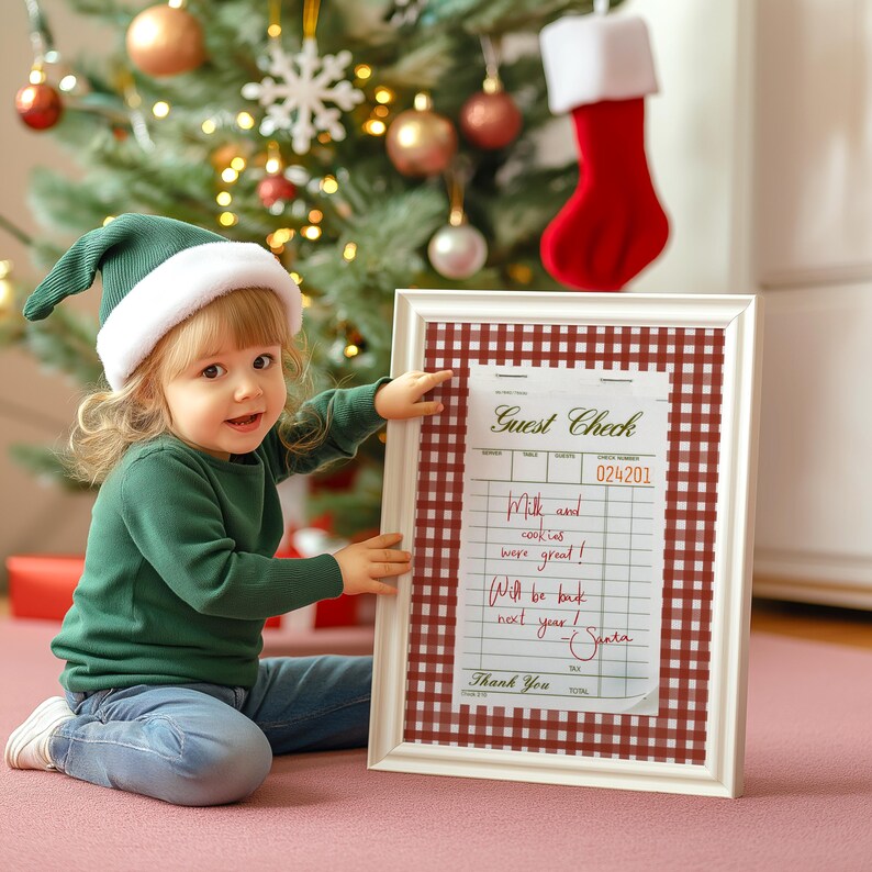 Santa Guest Check Print - Fun Christmas Wall Art, Holiday Kitchen Decor ...
