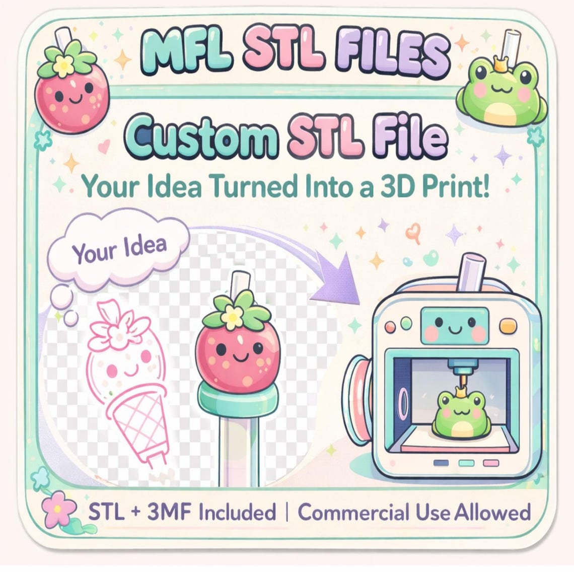 Custom STL File: Design Your Own, 3D Print Ready Straw Topper, Keychain ...