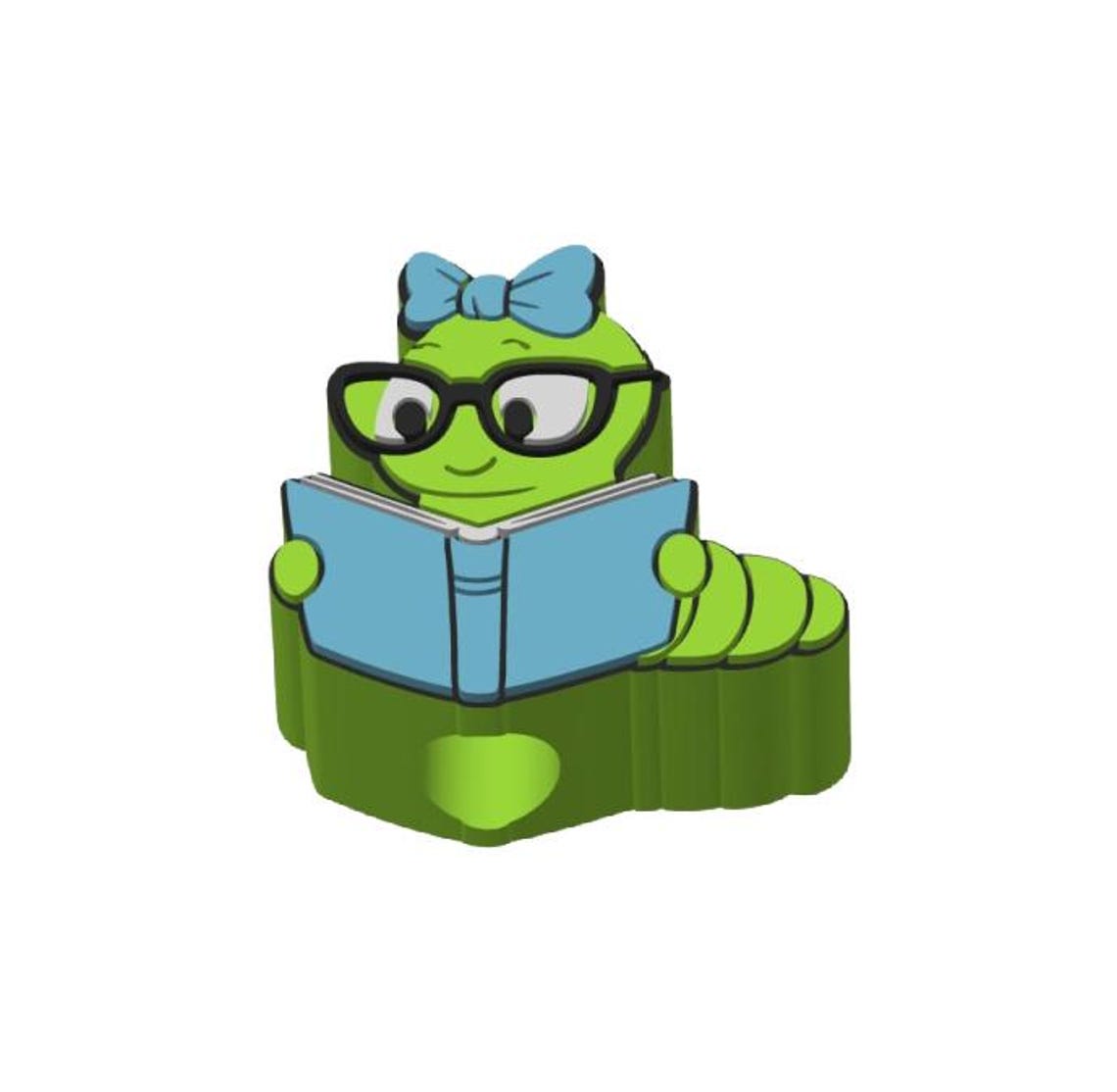 Cute Little Bookworm* Straw Topper STL File - 3D Print File 3MF File 2 ...