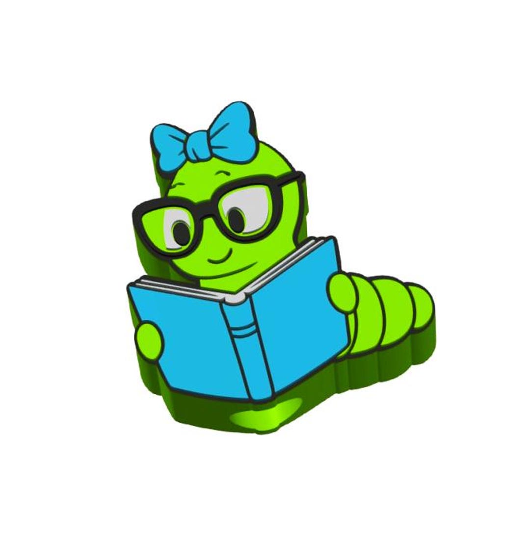 Cute Little Bookworm* Straw Topper STL File - 3D Print File 3MF File 2 ...