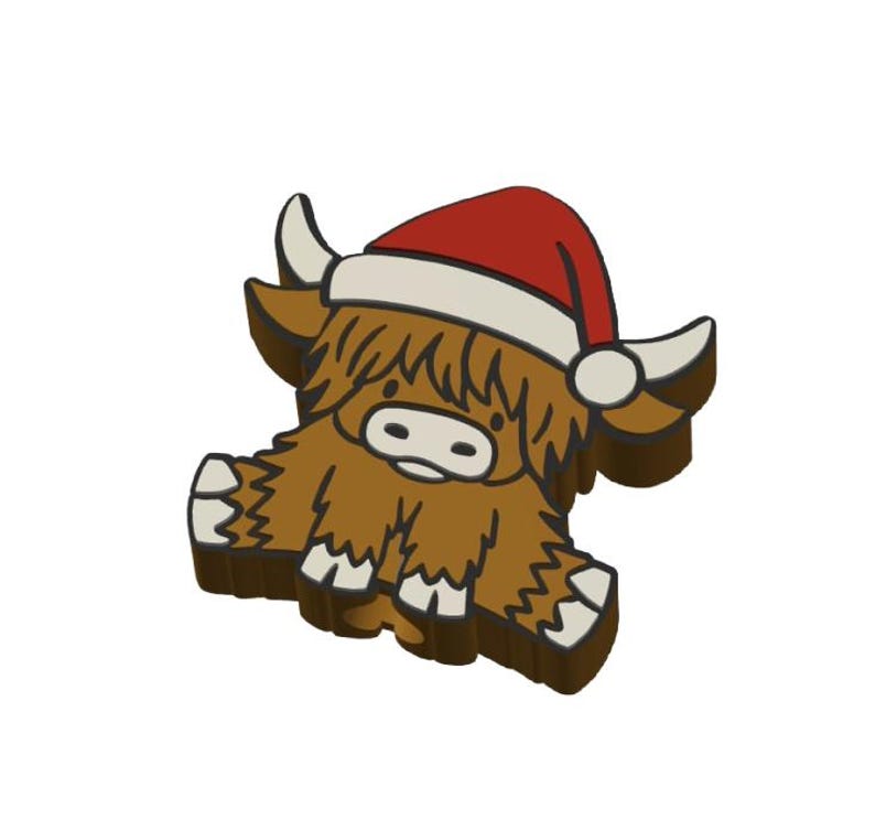 Christmas Highland Cow Straw Topper STL & 3MF File: Tumbler Accessory ...