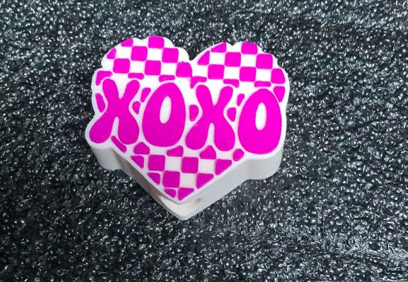 XOXO Checker Heart Straw Topper STL File: 3D Print Design (digital ...