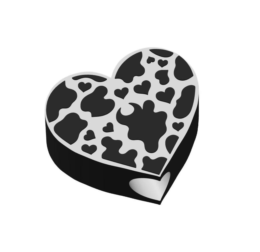 Cow Print Heart Straw Topper STL File in 2 Sizes for You to Download ...