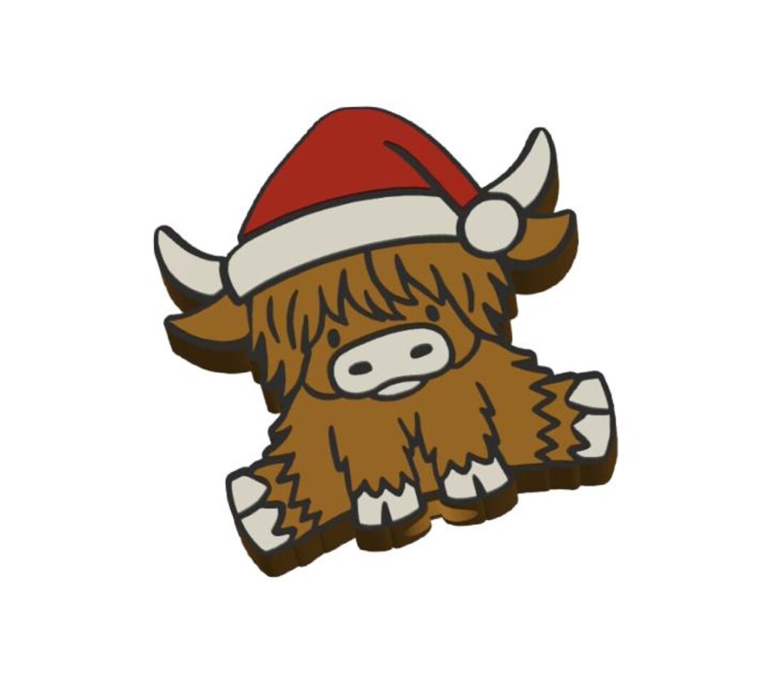 Christmas Highland Cow Straw Topper STL & 3MF File: Tumbler Accessory ...
