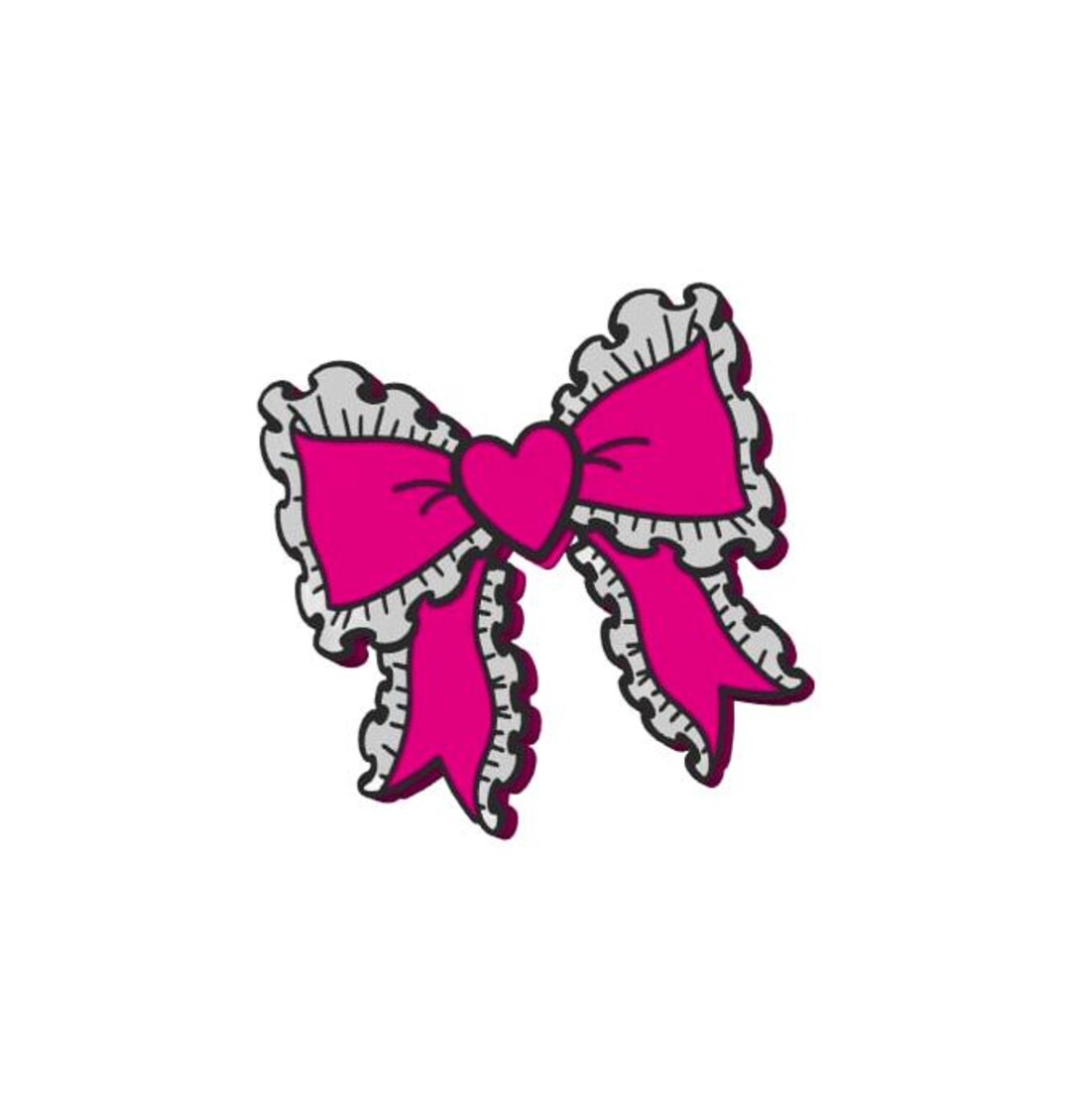 Ruffled Heart Bow Straw Topper Version 2 STL File, 3D Print 2 Sizes Pre ...