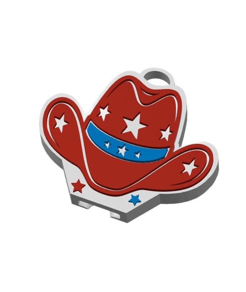 Patriotic Cowboy Hat Soda Tab Lifter STL File | Western Keychain | 3MF ...