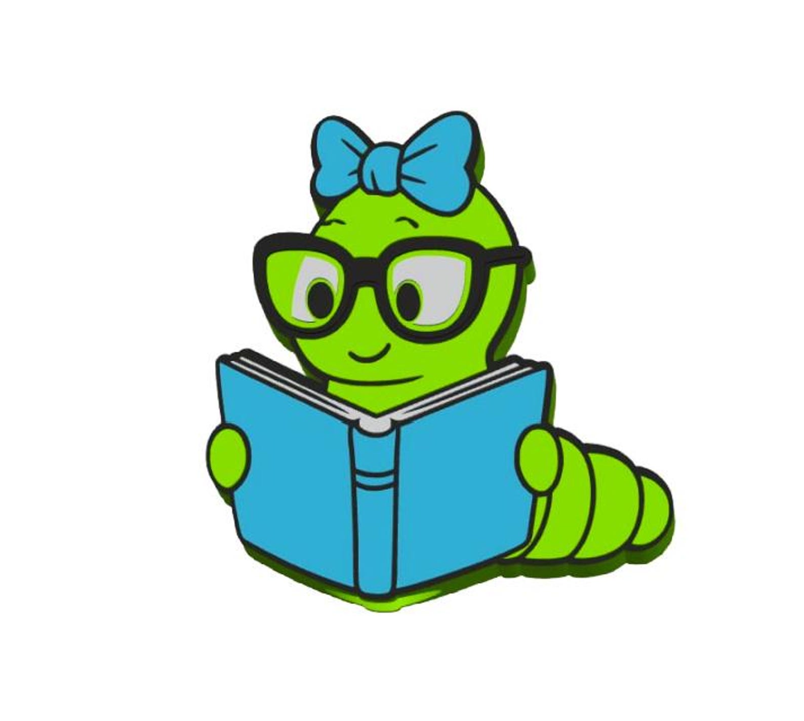 Cute Little Bookworm* Straw Topper STL File - 3D Print File 3MF File 2 ...