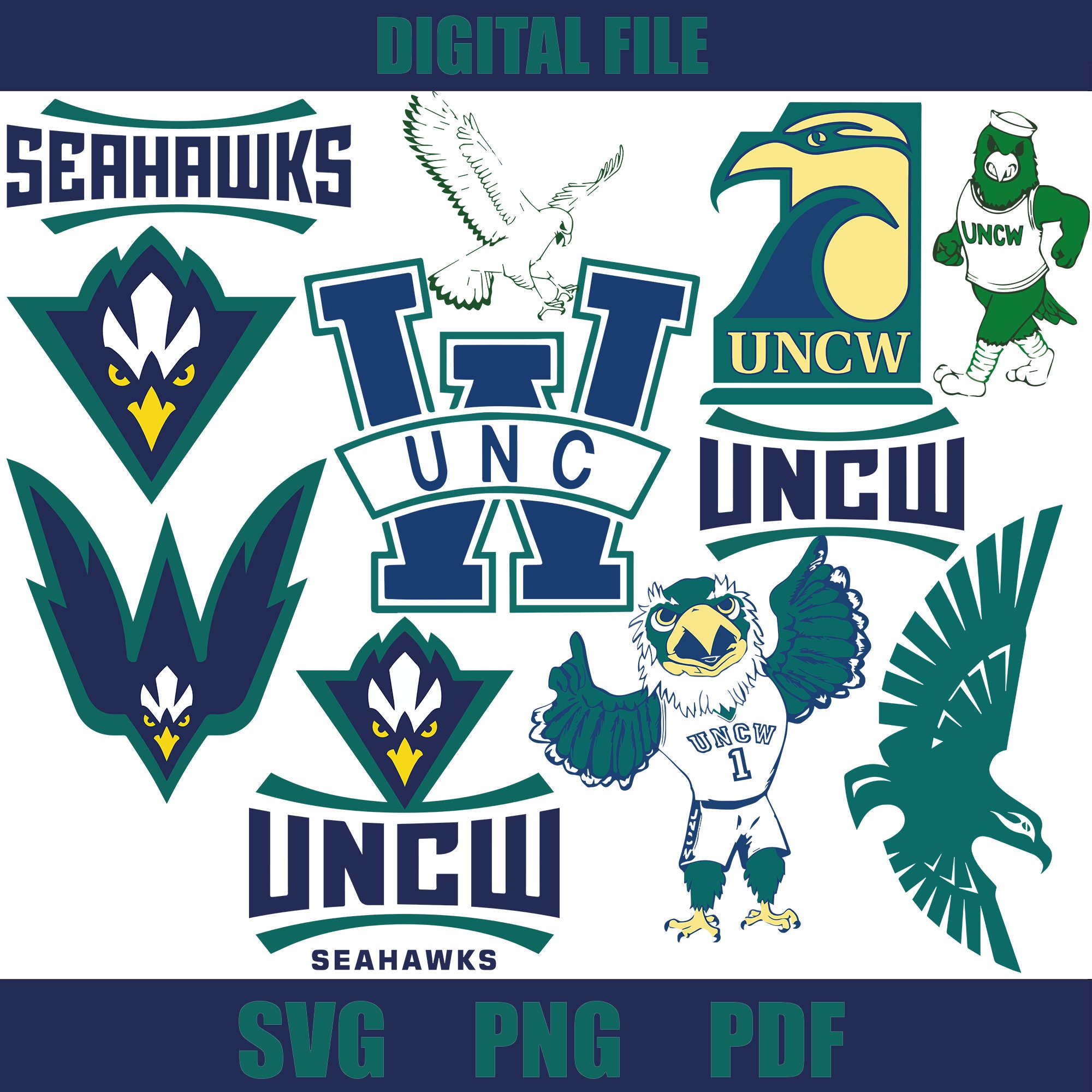 UNCW Seahawks Logo PNG Transparent SVG Vector Freebie, 50% OFF