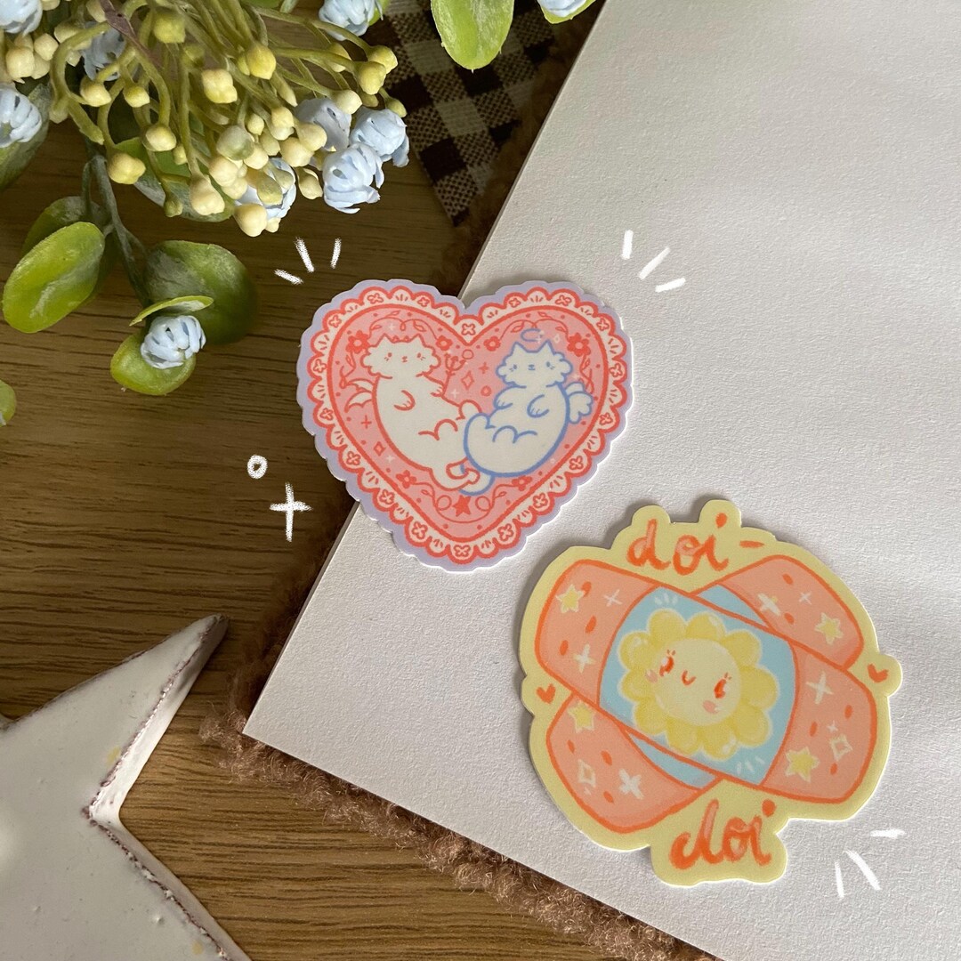 Cat and Band-aid Stickers ~ - Etsy