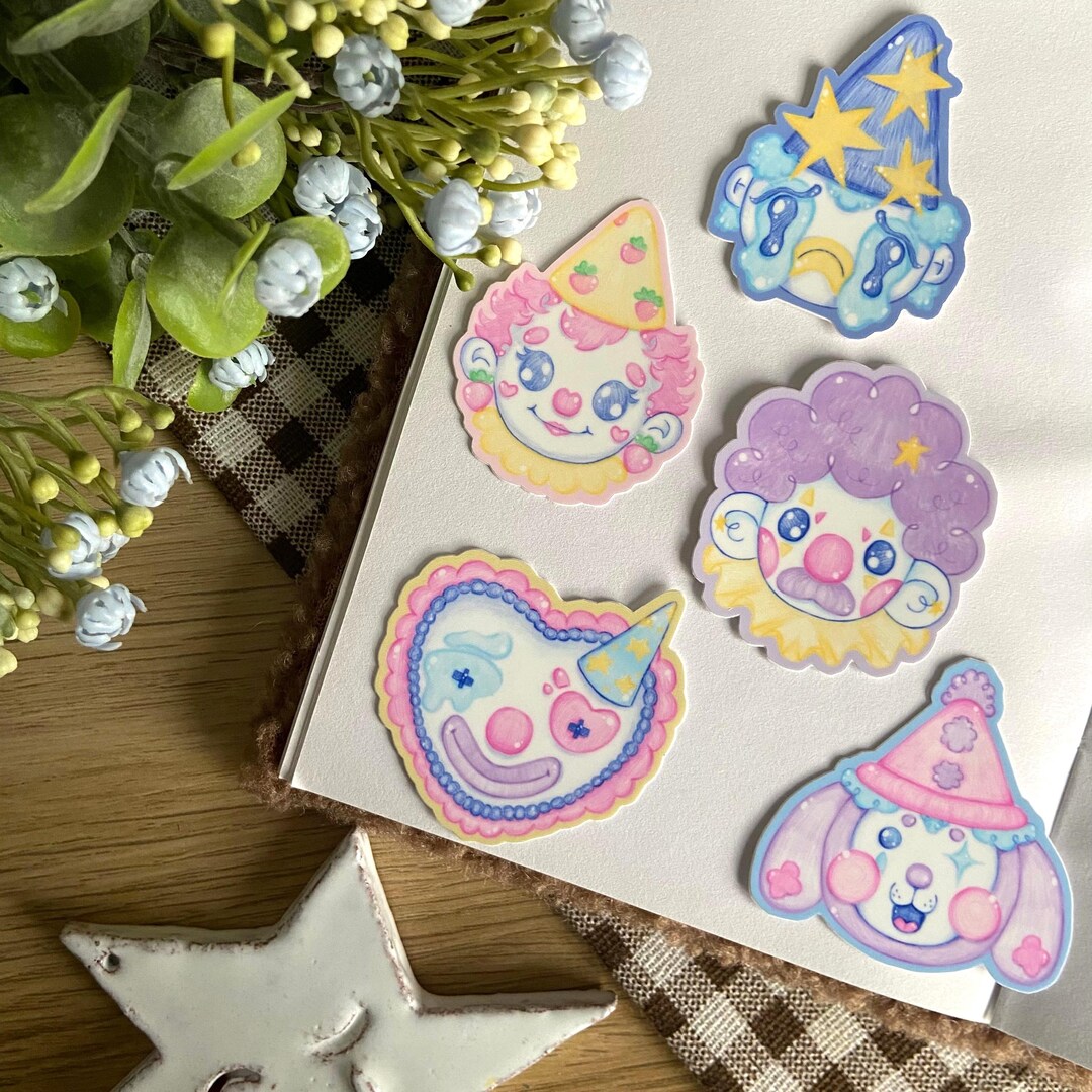 CLOWN STICKERS & POSTCARDS ~ - Etsy