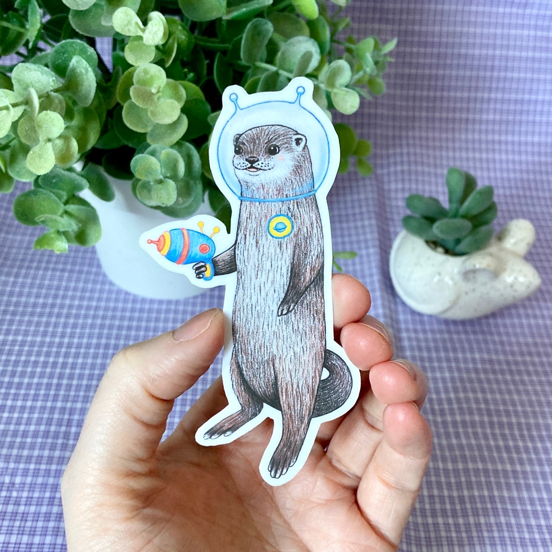 Space Otter Sticker, 4 Inch Stickers, Funny Otters, UK Wildlife Art ...