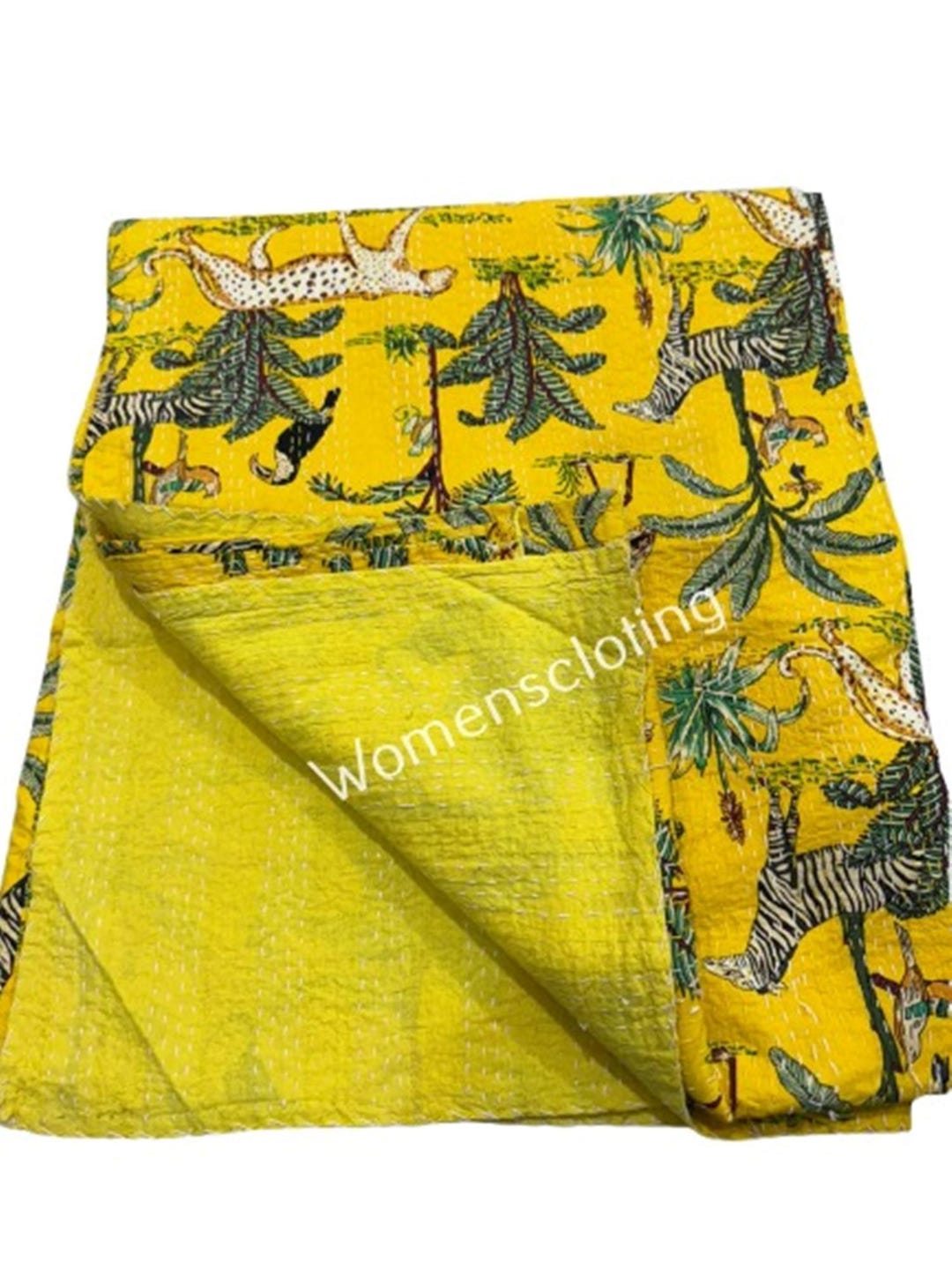 Handmade Indian Yellow Kantha Quilts, Kantha Throw, Kantha Quilts ...