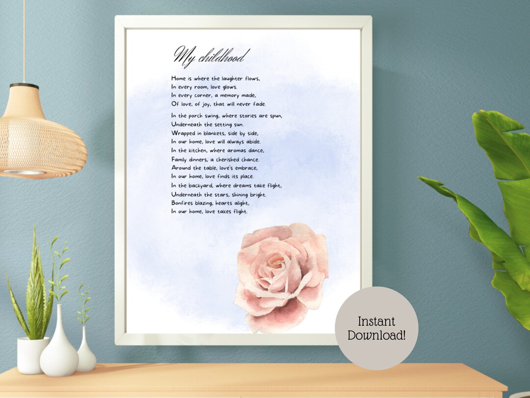 Childhood Home Gift Poem Instant Digital Download Printable Present for ...