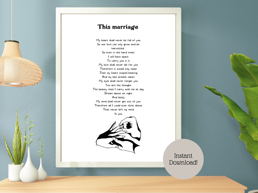 Wedding Vow Love Poem Instant Download Printable Gift for Him for Her ...