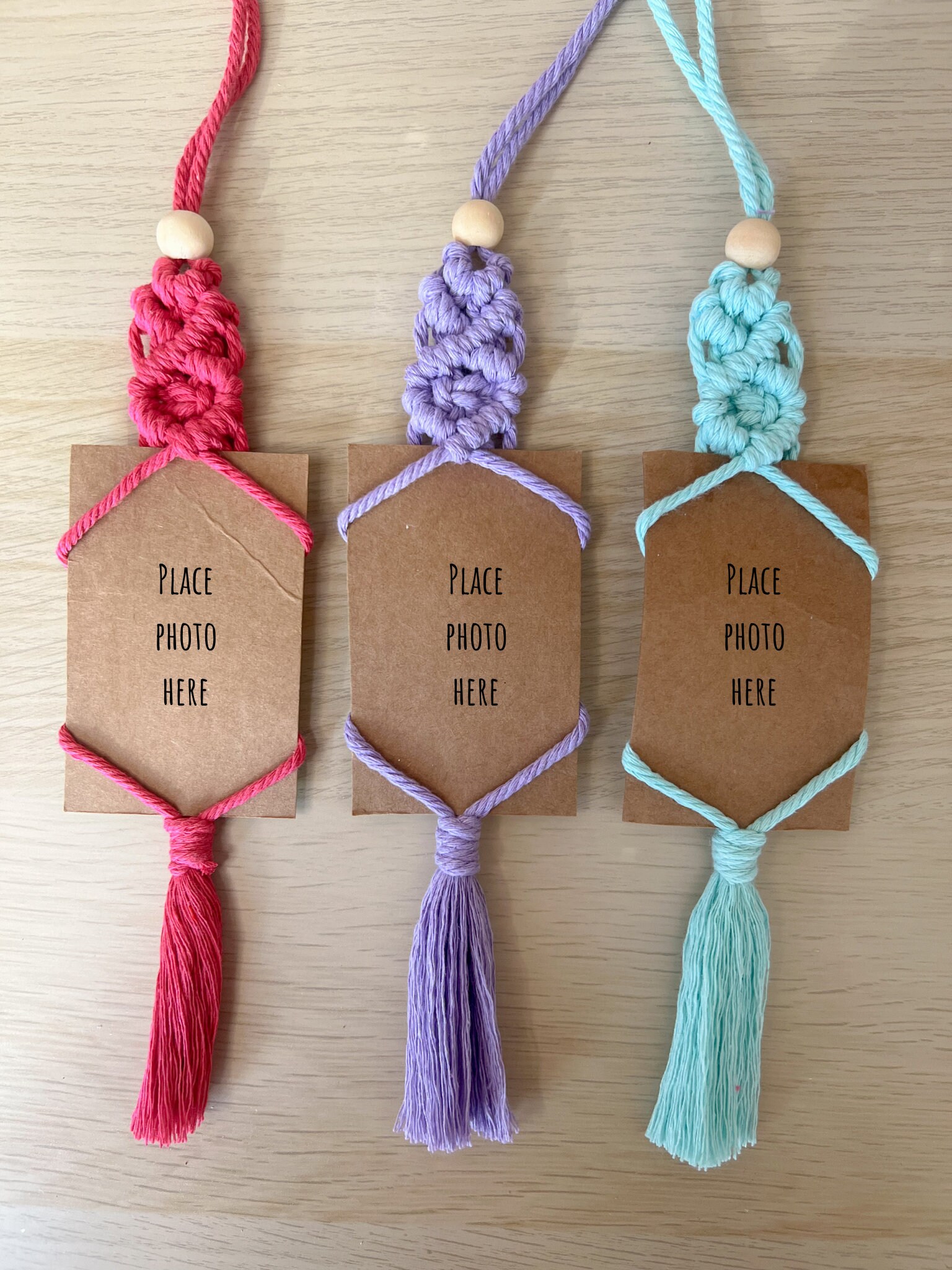 Macrame Polaroid Car Charm Personalised Charm Rearview Mirror Car Charm ...