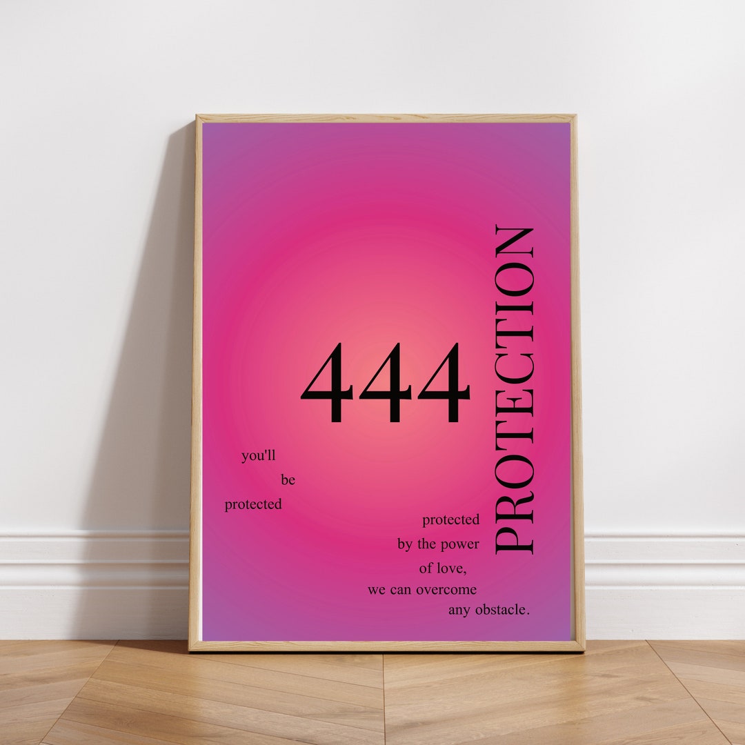 Angel Number 444 Poster, Pink Purple Aura Poster, Spiritual Protection ...