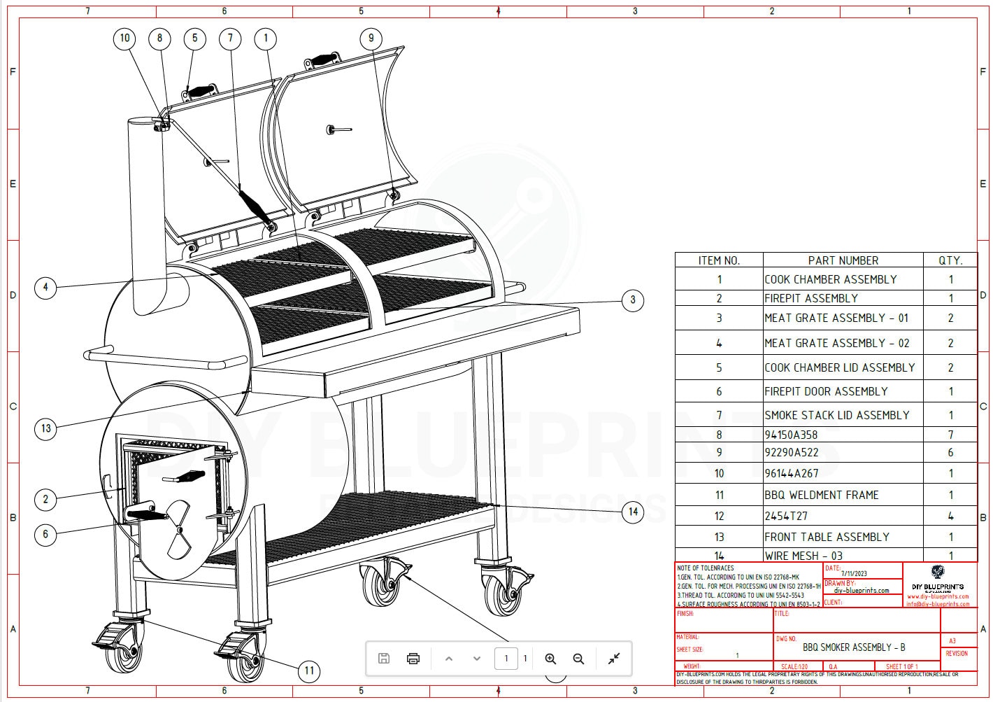 DIY BBQ Smoker Plan, Smoker Blueprint, Outdoor Cooking Project ...