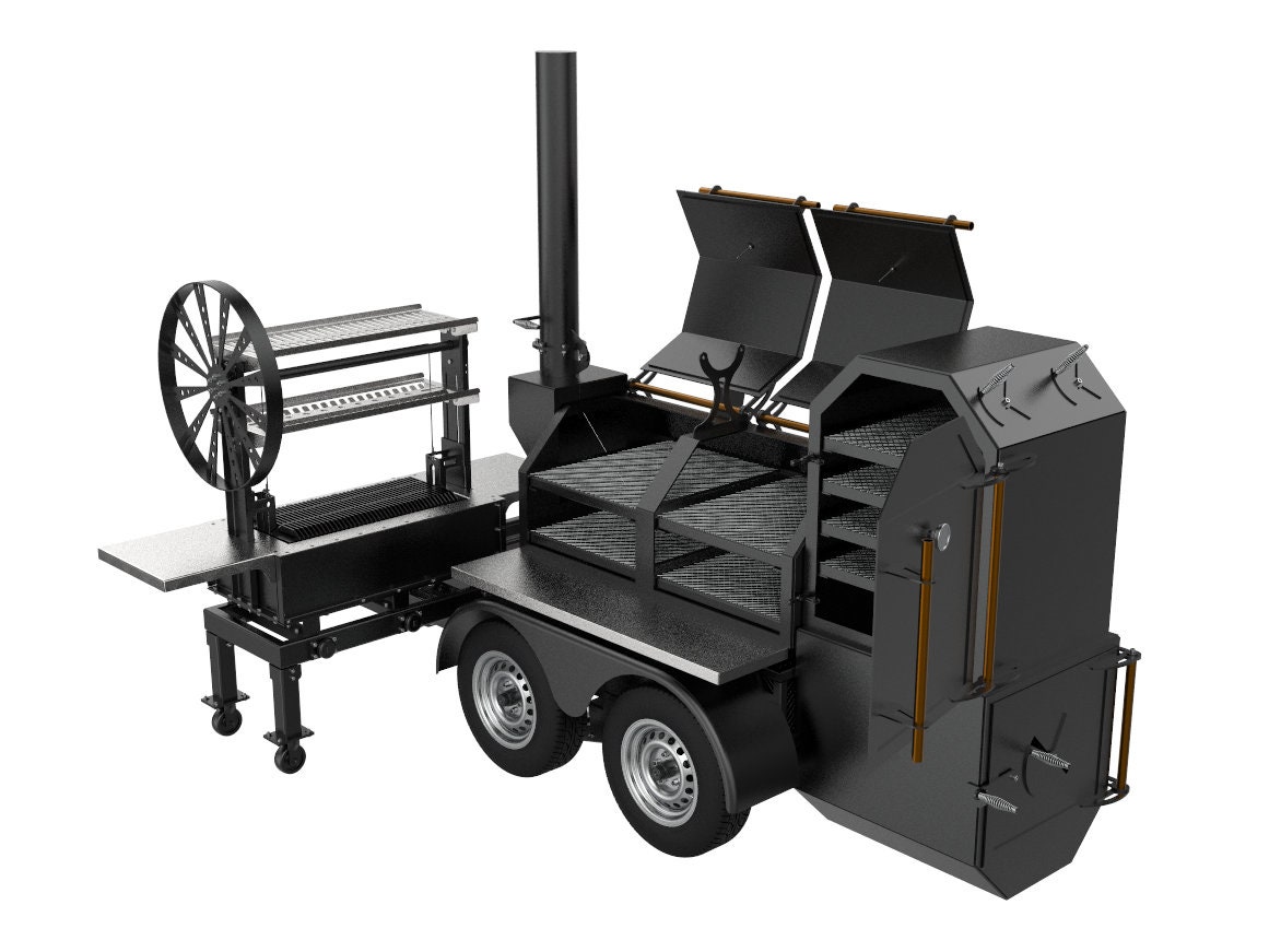 Custom DIY BBQ Smoker Trailer With Santa Maria Grill Plan Mobile BBQ ...