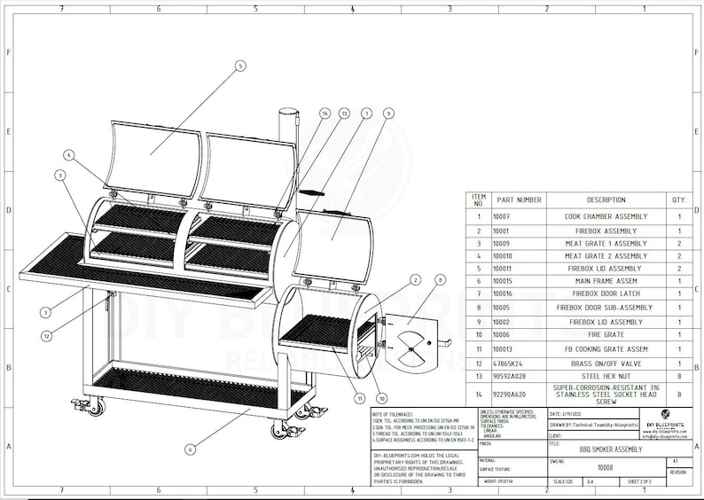 DIY BBQ Smoker Plan, Smoker Blueprint, Outdoor Cooking Project ...