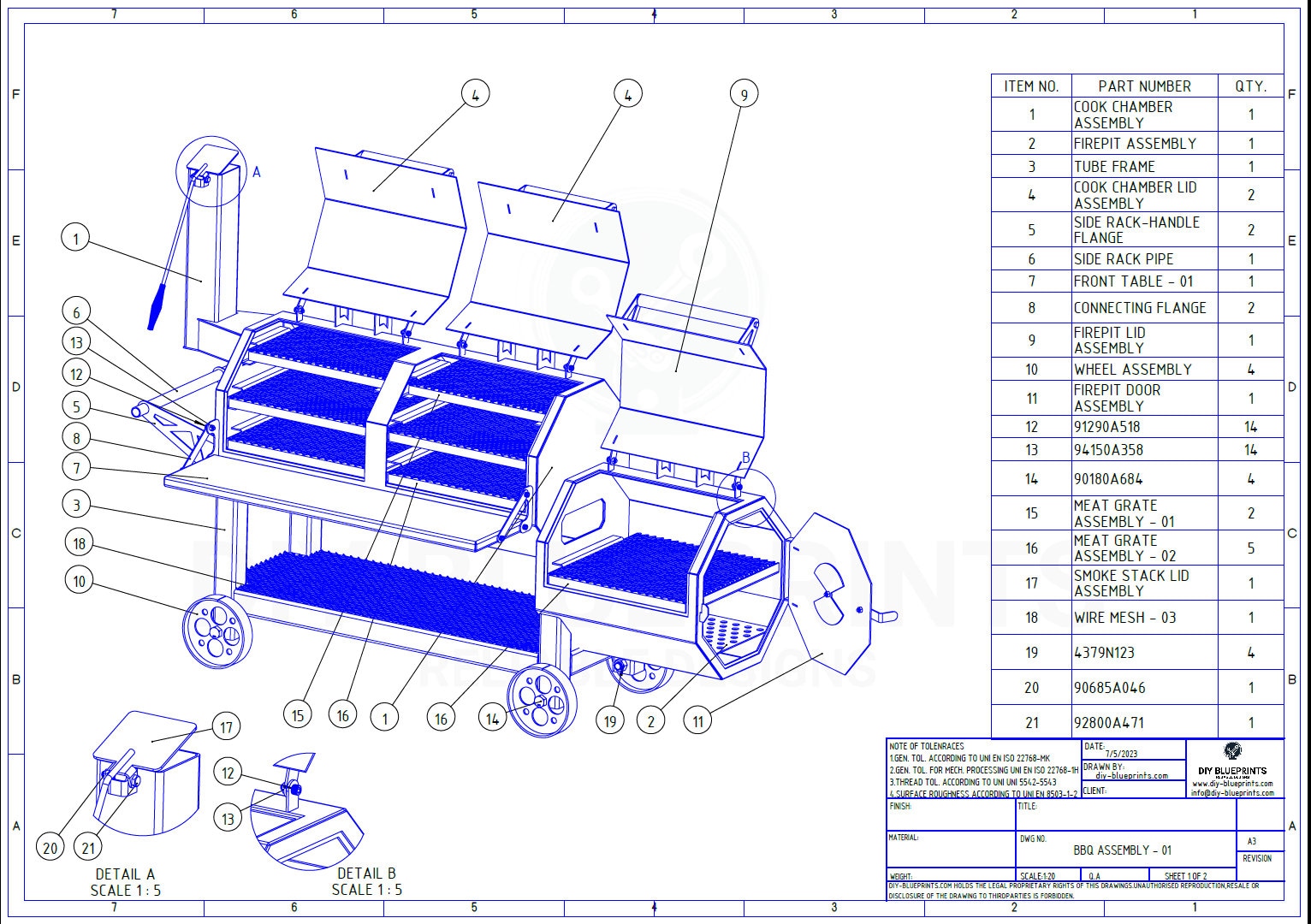 DIY BBQ Smoker Plan, Smoker Blueprint, Outdoor Cooking Project ...