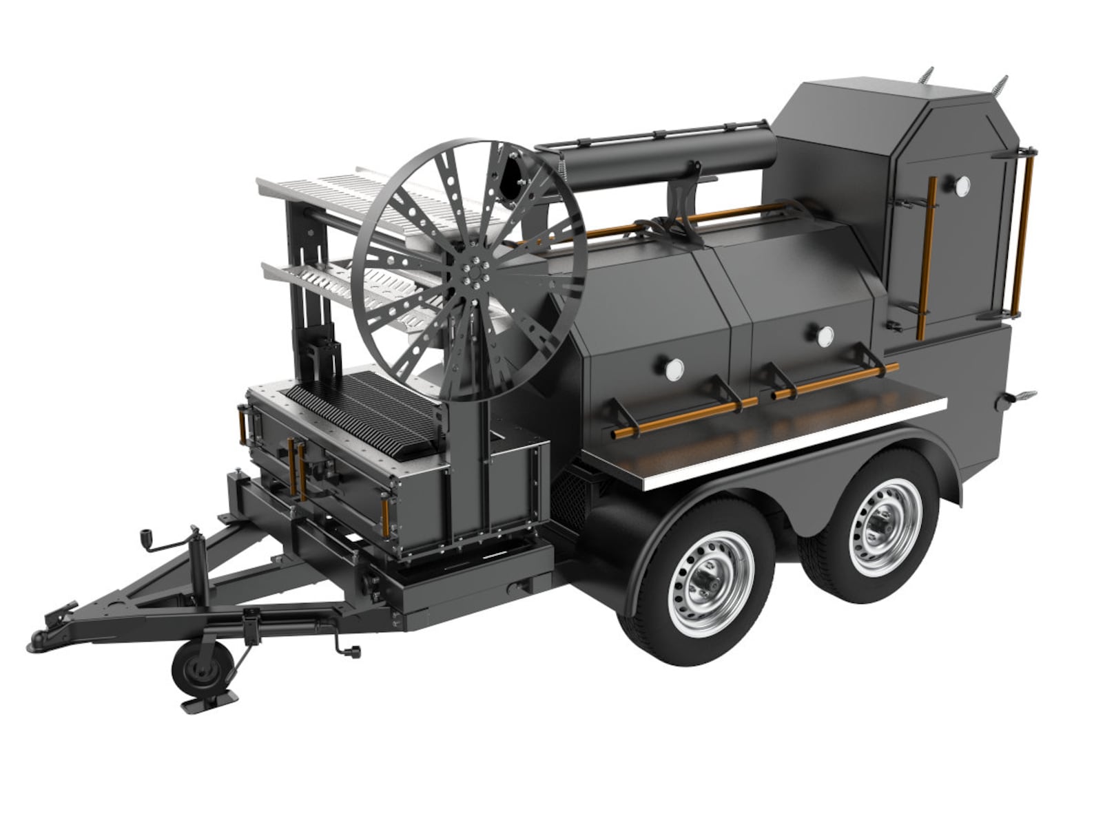 Custom DIY BBQ Smoker Trailer With Santa Maria Grill Plan - Mobile BBQ ...