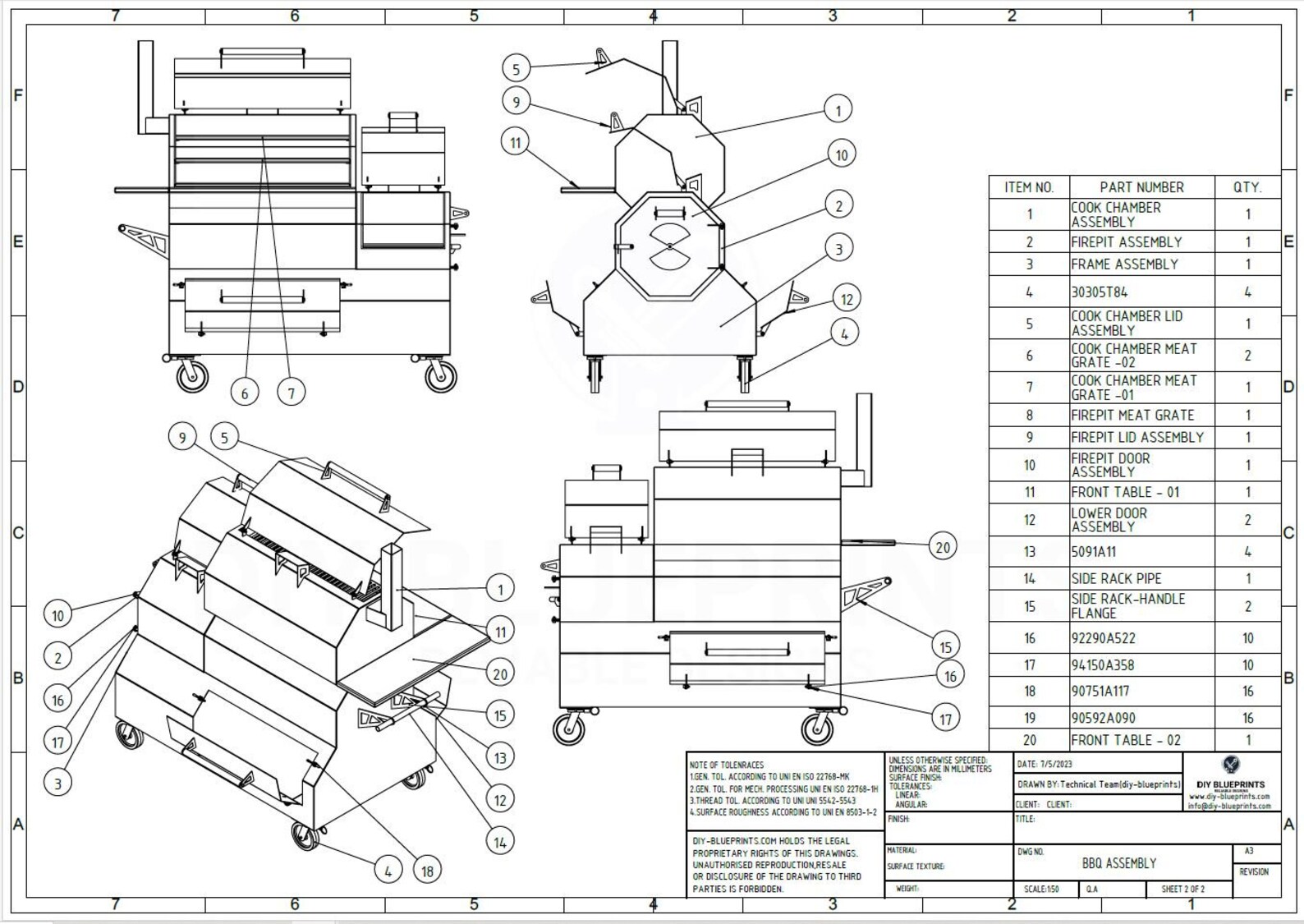DIY BBQ Smoker Plan: Build Your Own Grill Blueprint (digital Download ...