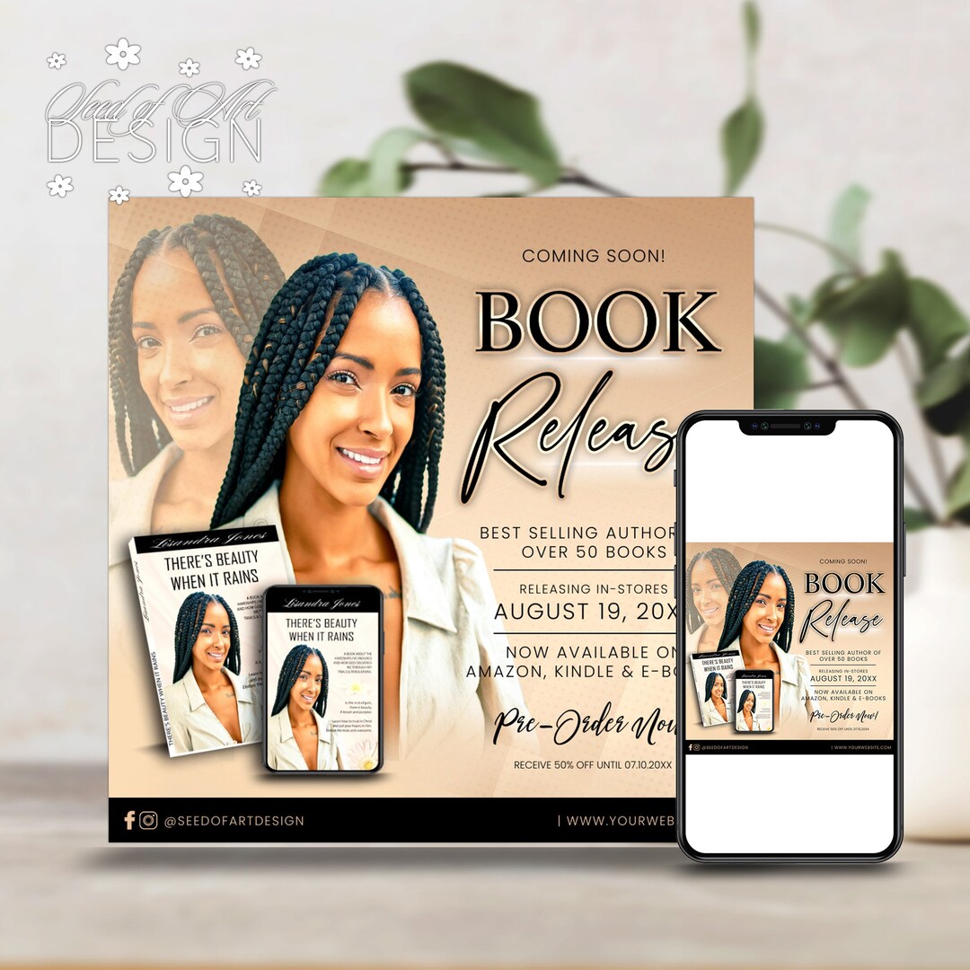 Author Book Launch Template: Neutral Modern Book Branding Social Media ...