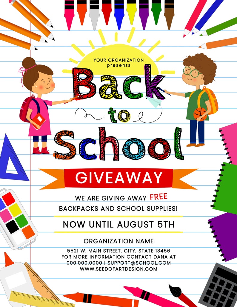 Back to School Giveaway Flyer | Printable Corjl Template (8.5x11) - Etsy