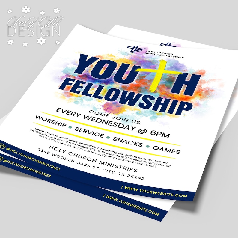 Youth Fellowship Flyer: Abstract Paint Splatter Church Event Template ...