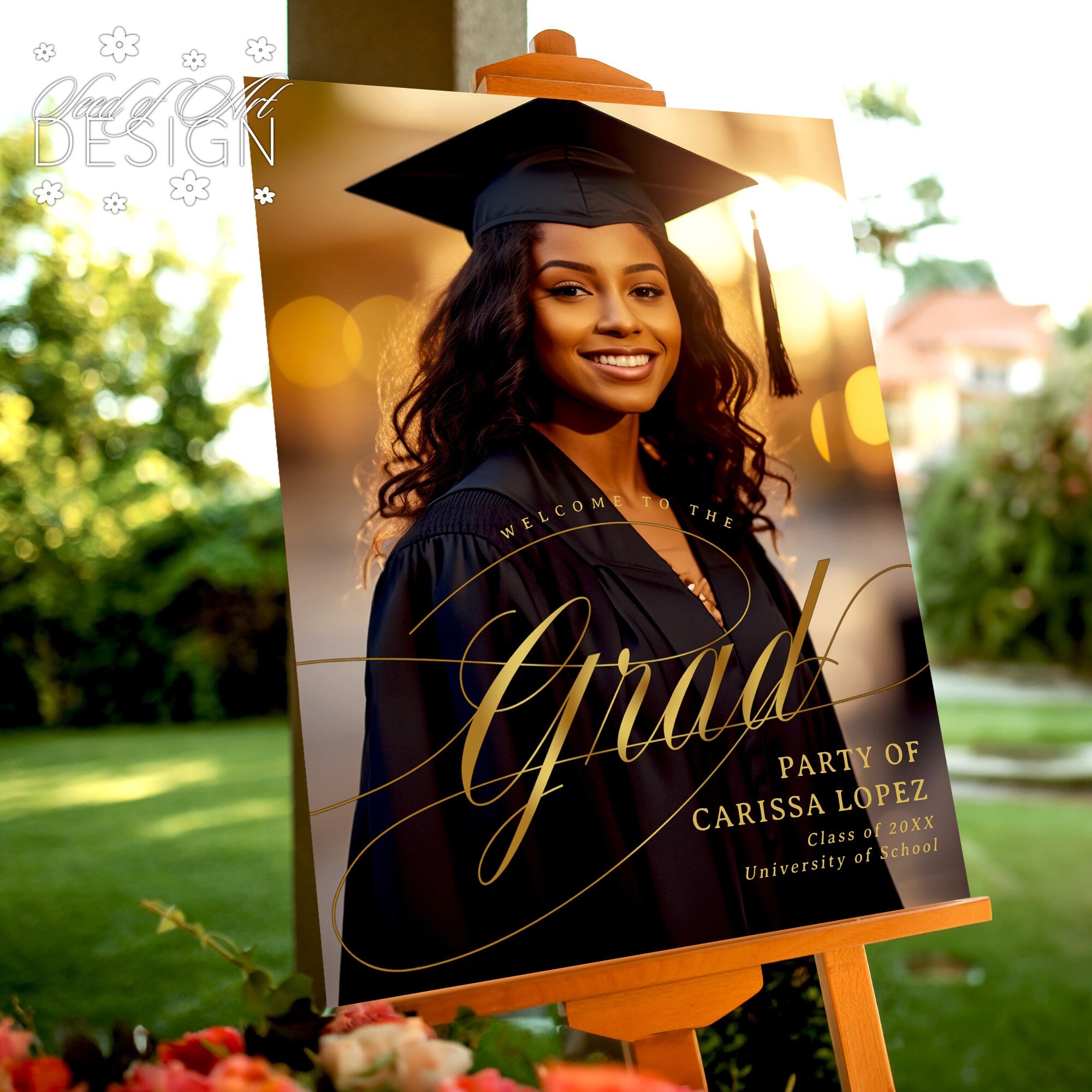 EDITABLE Elegant Minimalist Grad Photo 18x24 Welcome Party Sign Yard ...