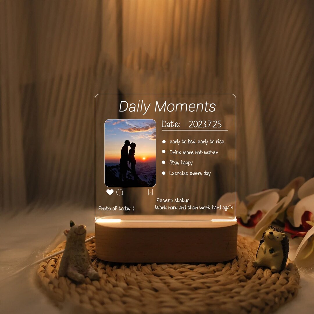 Acrylic Dry Erase Message Board LED Memo Night Light W/ Marker, Warm ...