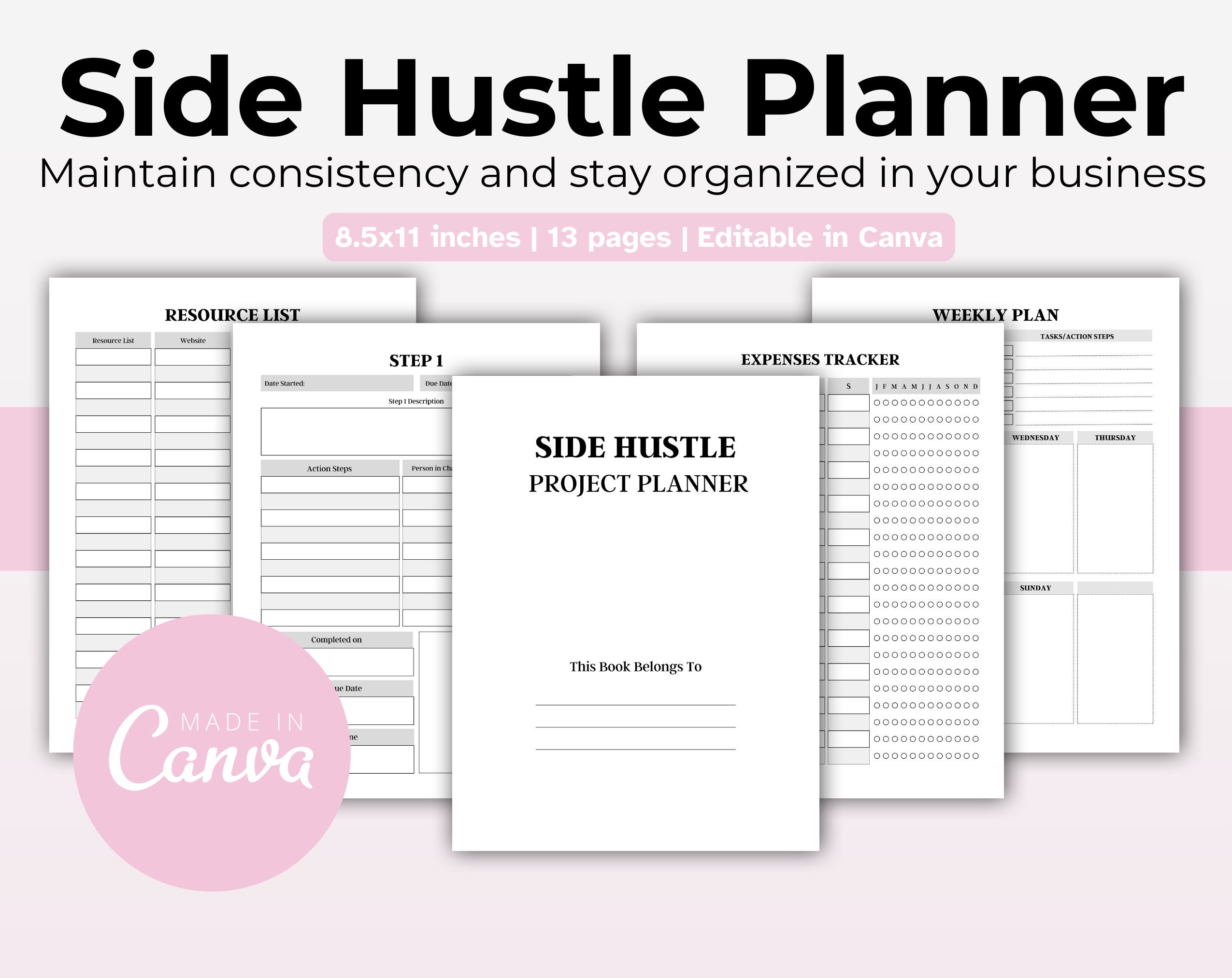 Side Hustle Project Planner Printable Business Planner - Etsy Side Hustle Project Planner Printable Business Planner - Etsy