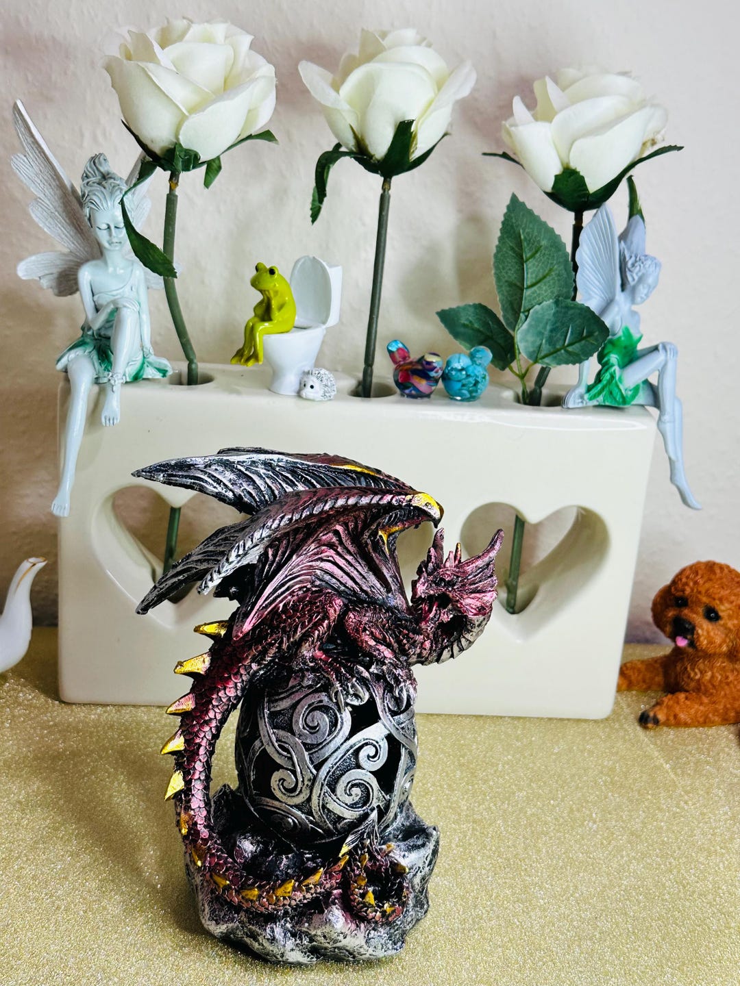 Beautiful High Quality Resin Dragon Figurine on Egg - Etsy