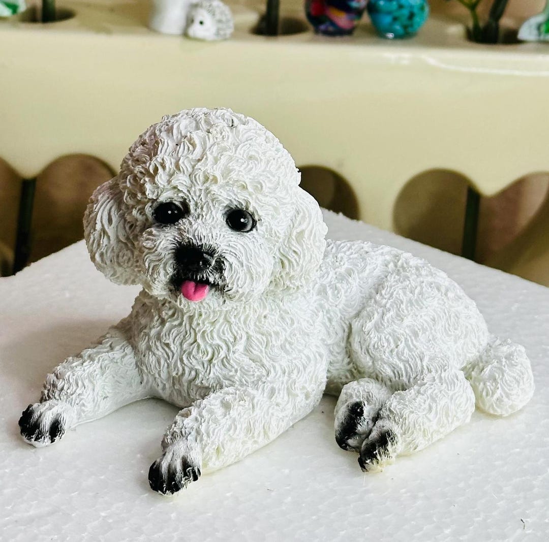 Cute Dog Figurines Resin Animal Garden Farm Statue Poodle Sculpture ...