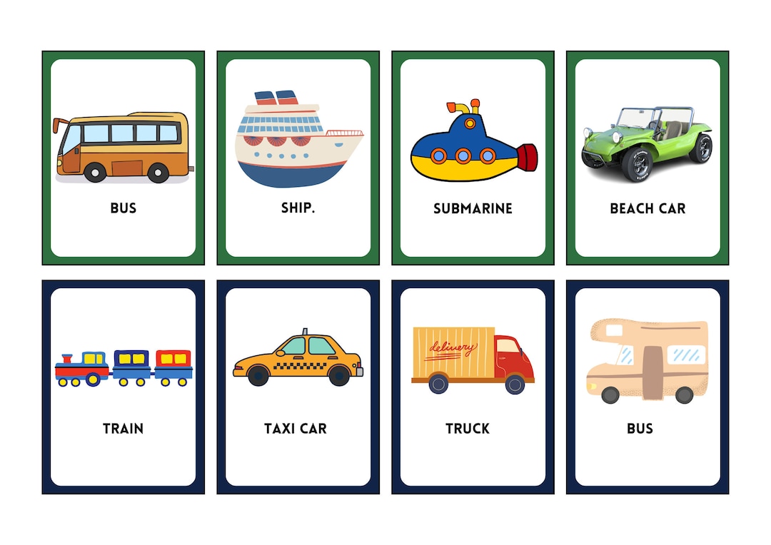 Vehicles Flashcard, 16 Vehicles Flashcard, Back to School, Learning ...