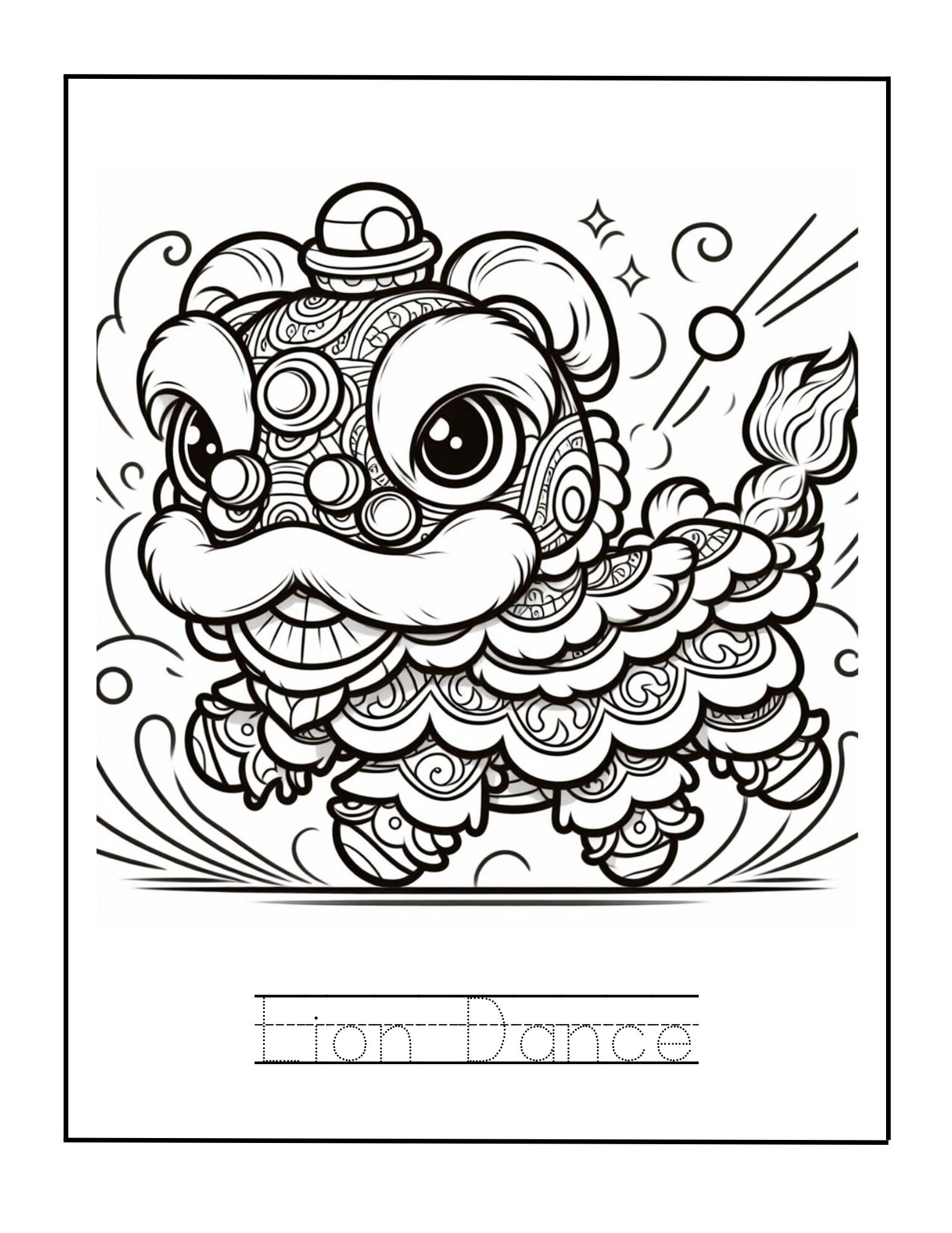 Chinese New Year Coloring and Vocab Tracing - Etsy