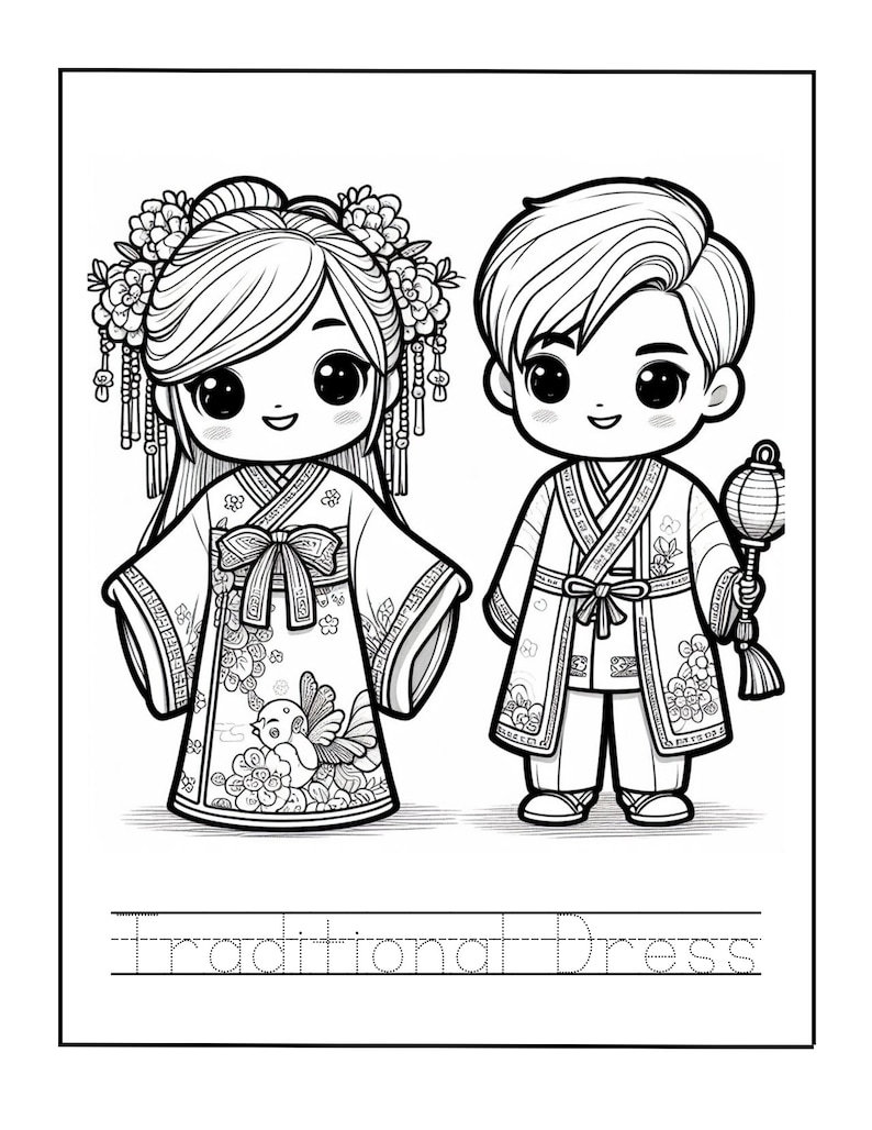 Chinese New Year Coloring and Vocab Tracing - Etsy