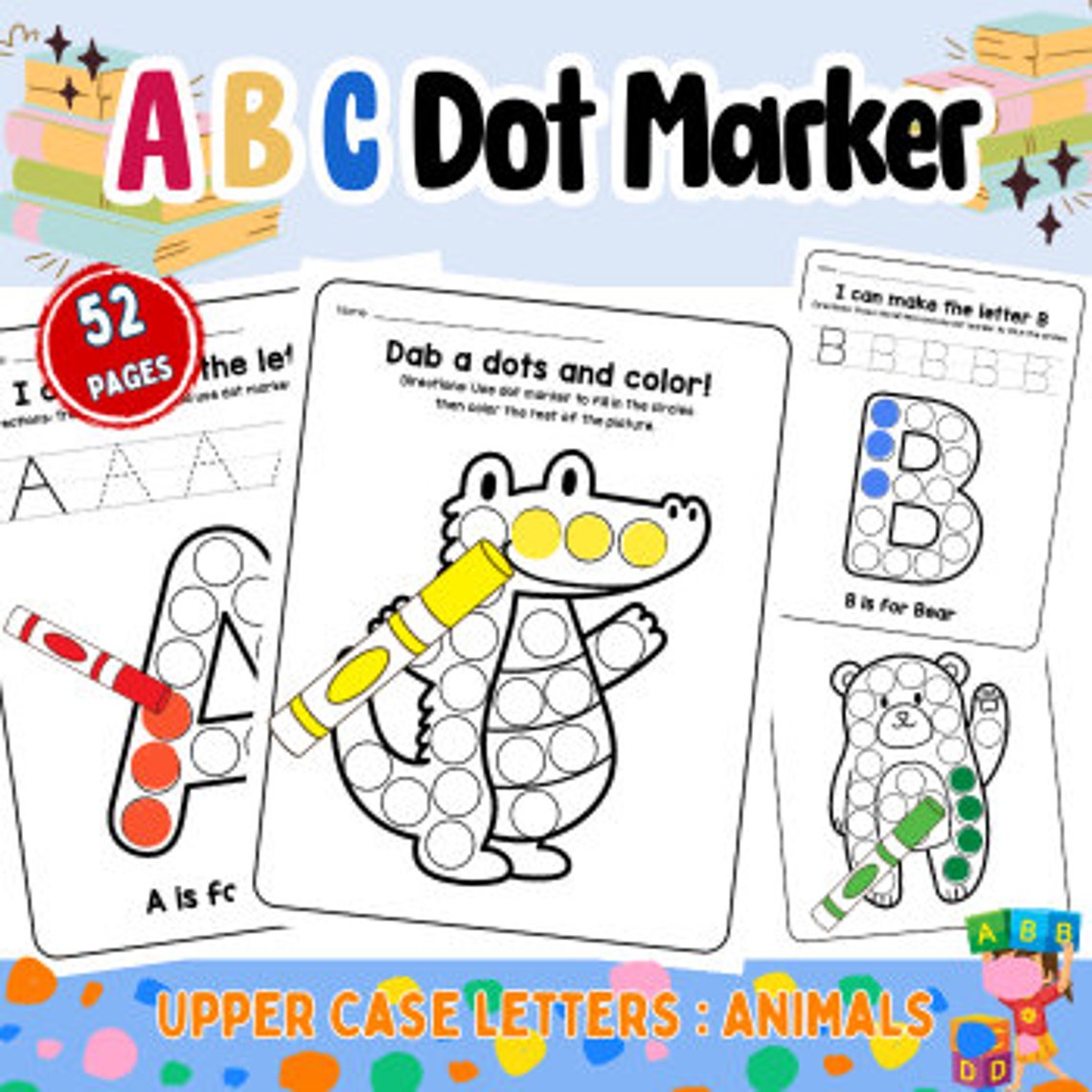 ABC Dot Marker Upper Case Letter - Etsy