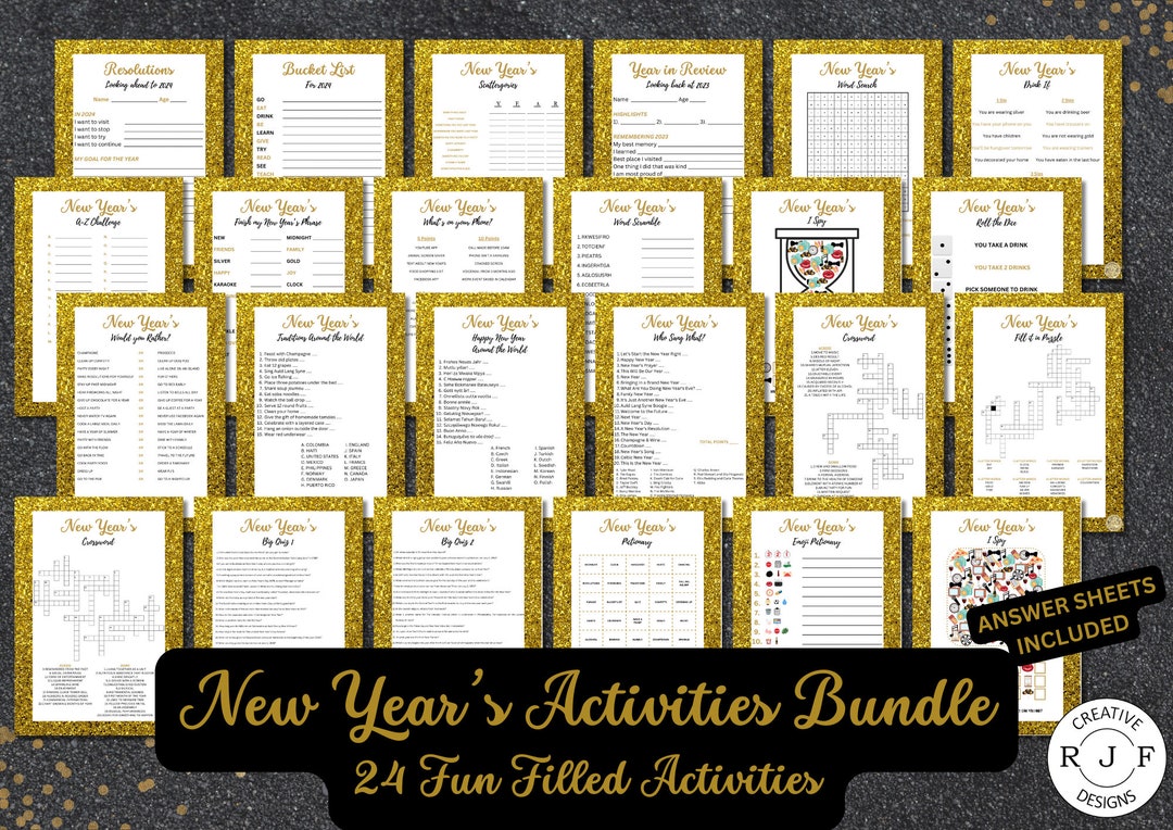 New Years Games Bundle 24 Games Party Games, New Year's Activities ...