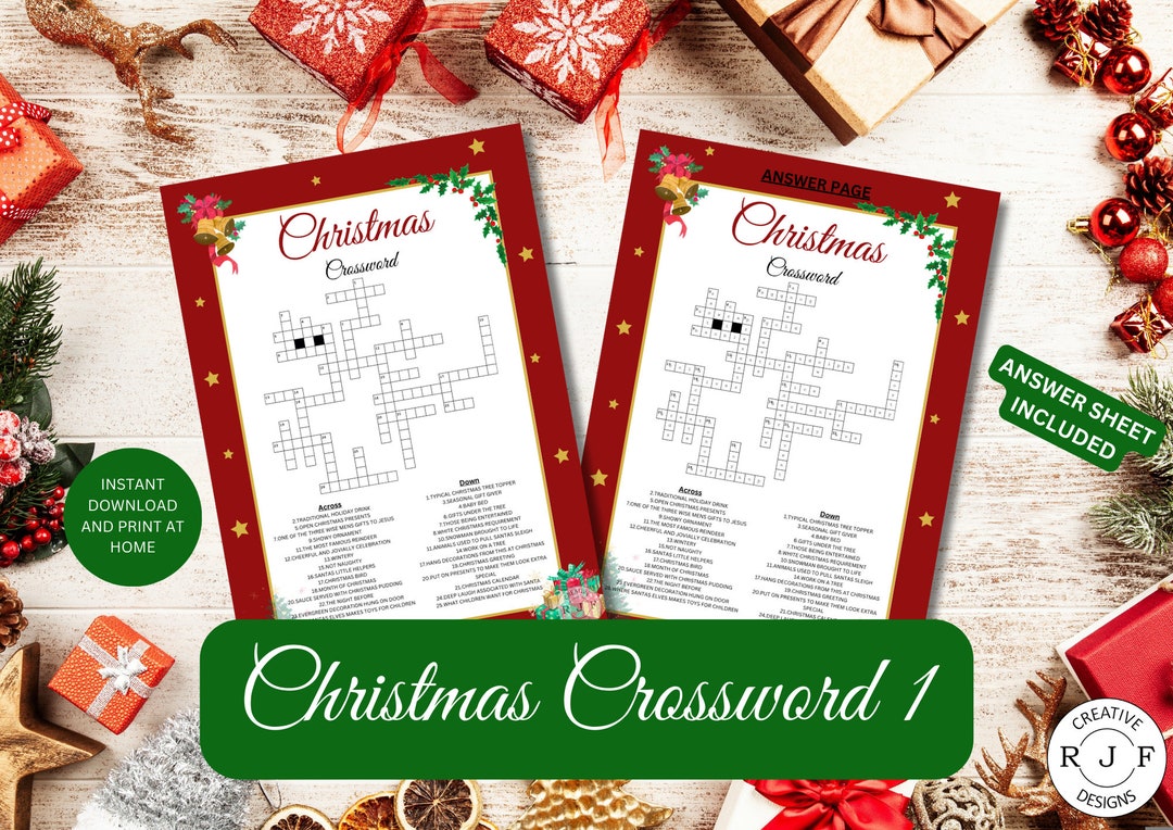 Crucigrama de Navidad 1 Adultos. Descarga instantánea. Crucigrama ...