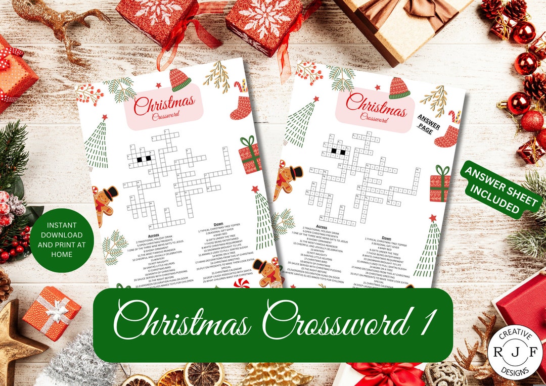 Christmas Crossword 1 Adults. Instant Download. Printable Christmas ...