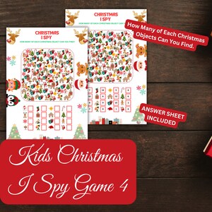 Kids Christmas I Spy Game. Printable, Downloadable Family Fun. Counting ...