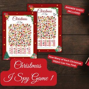 Christmas I Spy Game. Printable, Downloadable Family Fun. Counting ...